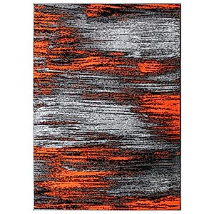 Flash Furniture Rylan Collection Abstract Area Rug - Scraped Design Orange Olefin Rug - 8' x 10' Area Rug - Jute Backing - Living Room, Bedroom, & Family Room