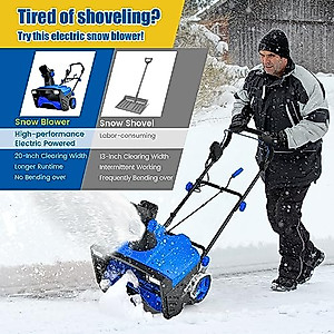 Goplus Snow Blower, 120V 15A Electric Snow Thrower with 180° Rotatable Chute & Folding Handle for Yard Driveway, 20 x 10 Inches Clearing Path, 30 Feet Throwing Distance (Blue)