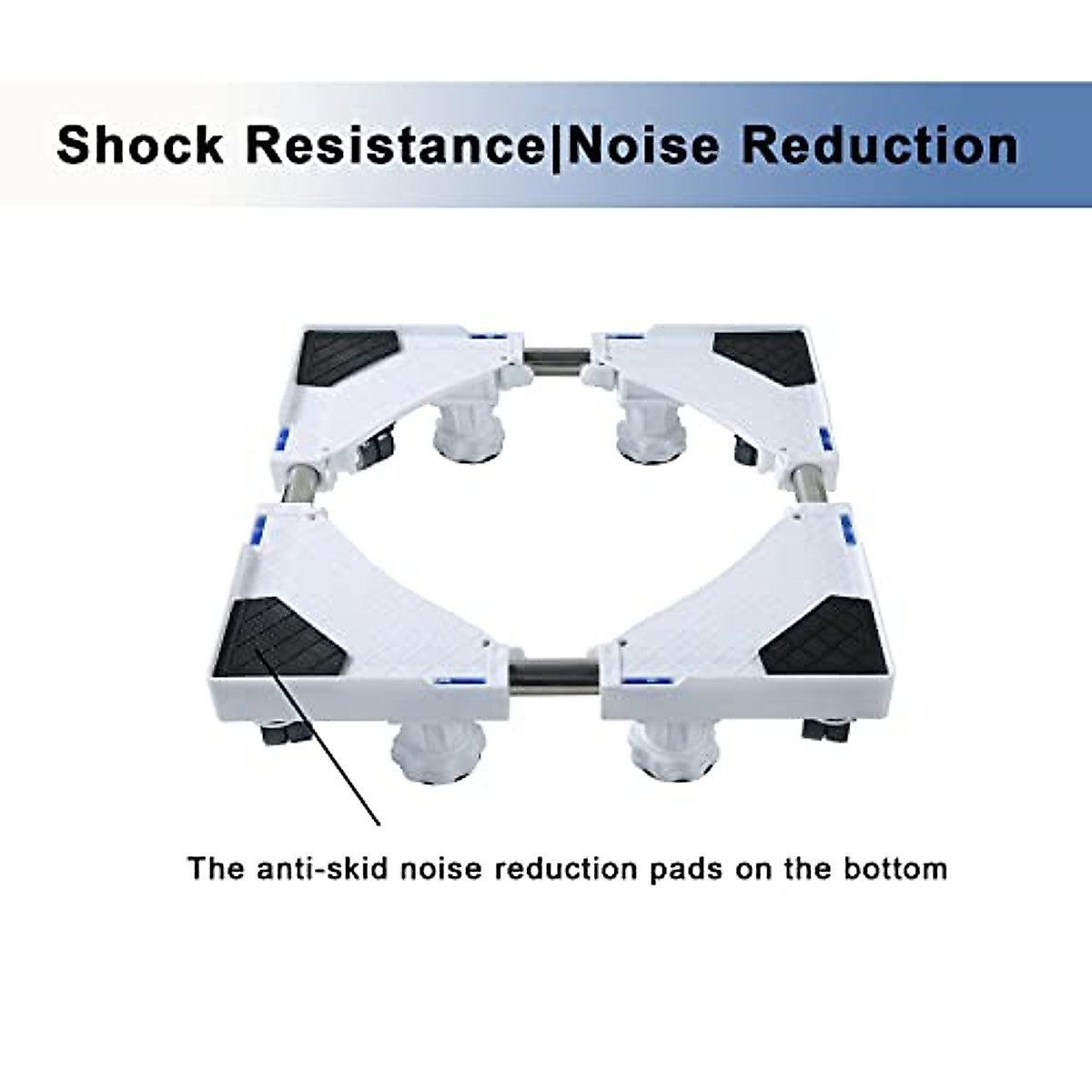 MAOPINER Multi-functional Washing Machine Stand Adjustable Base Mobile Roller with 4×2 Locking Rubber Swivel Wheels and 4 Strong Feet for Washing Machine, Dryer and Refrigerator 8 Wheels (White)