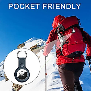 Leather Key Ring Holder,AirTag Case Protection Cover with Keychain Compatible for New Apple Air Tag-Blue