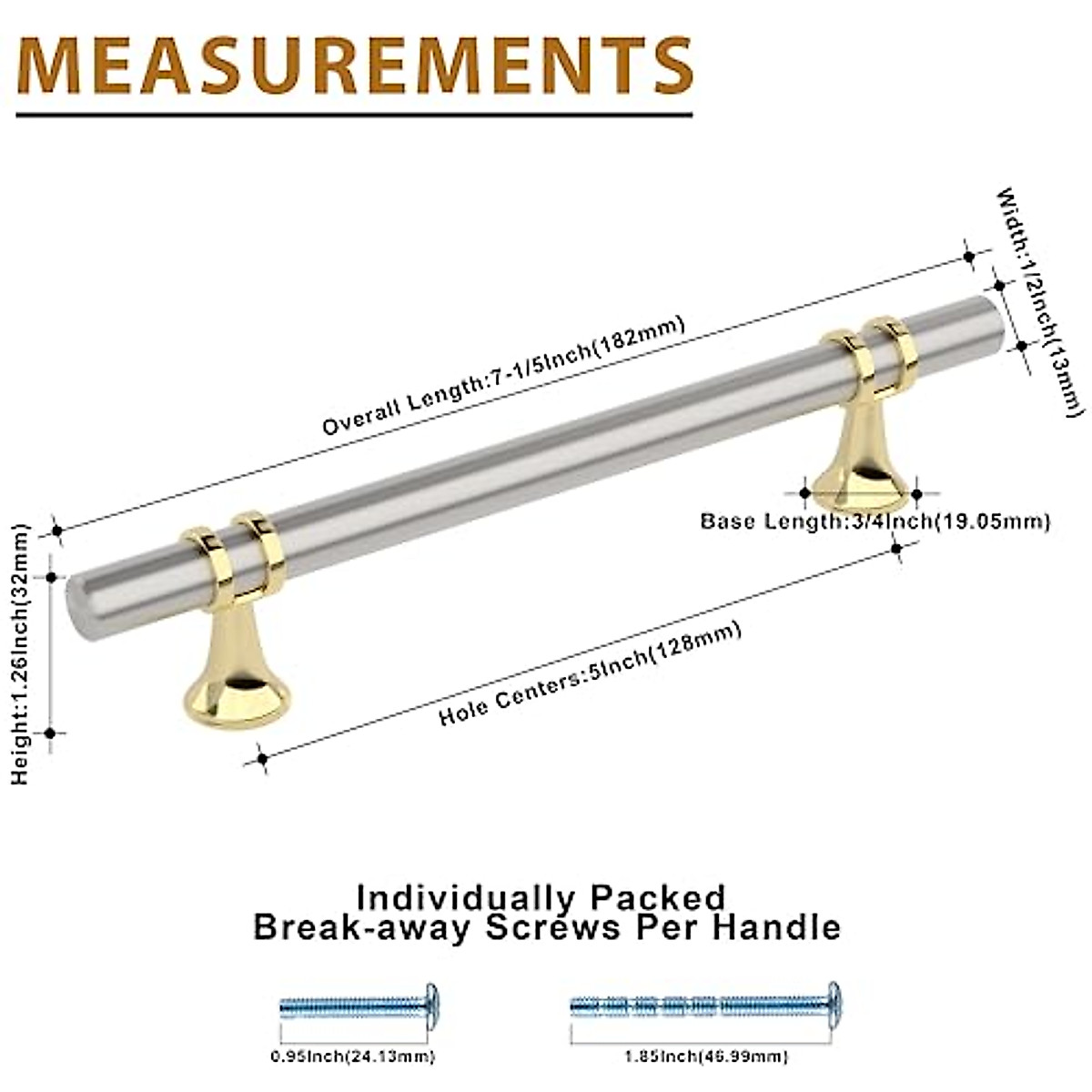 OYX 6Pack 5inch Drawer Pull Brushed Nickel Cabinet Pulls