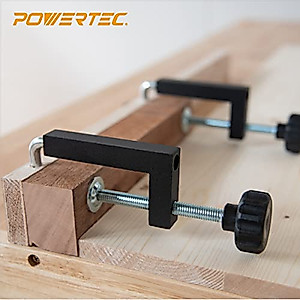POWERTEC 6-PC Set, Universal Fence Clamps with 6" Positioning Squares, For Table Saws, Router Tables, Clamping Squares, Drill press tables, Mitre Saws, 71782