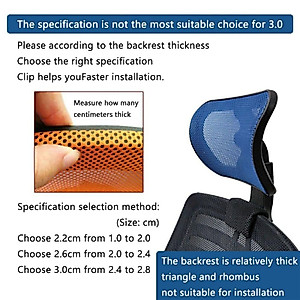 Five-Color Adjustable Office Chair Headrest Can Be Rotated to Lift The Neck Spine Back Support Punch-Free Card Non-Destructive Installation Height Adjustment Chair,Blue,3.0cm