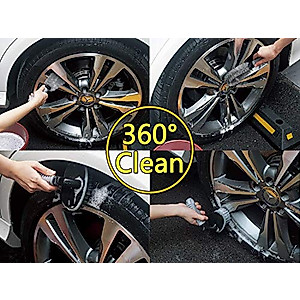 Aaskuu 2 Pcs Steel and Alloy Wheel Cleaning Brush, Rim Cleaner for Your Car, Motorcycle or Bicycle Tire Brush Washing Tool