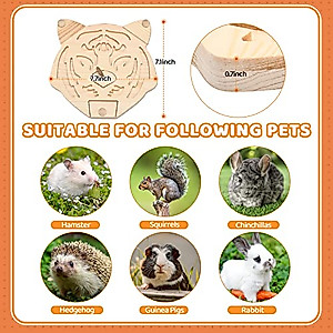 Sieral Wooden Enrichment Foraging Toy for Small Pet 7.7''x 7.1'' Interactive Hide Treats Puzzle Rabbit Toys Small Animal Toys Mental Stimulation Toys for Guinea Pig Hamster Bunny Rat Chinchilla