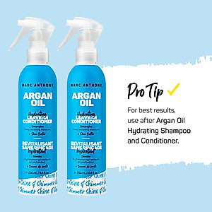 Marc Anthony Argan Oil Leave-In Conditioner - Lightweight Hydrating Conditioner for All Hair Types, Moisturizes, Strengthens & Detangles for Softer, Smoother Hair - Prevents Split-Ends & Breakage
