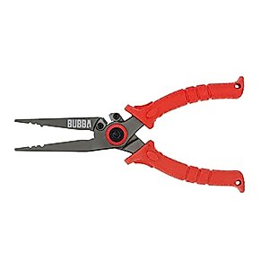 BUBBA 8.5" Stainless Steel Pliers with Non-Slip Handle, Spring Loaded with Crimping Tools and Anvil Cutters Lanyard Hole and Sheath