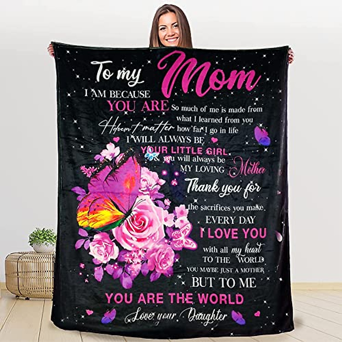 Aiishow Gifts Blanket for Mom Mother's Day, 59"x79" Cozy Flannel Throw Blankets, Rose Print Throw Blanket Gifts for Women, Unique Mother Gifts from Daughter or Son, Birthday, Mothers Day, Christmas