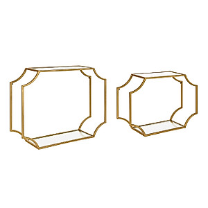 Kate and Laurel Ciel Modern Glam Metal Wall Shelf Set, Set of 2, Metallic Gold, Elegant Wall Decor and Storage