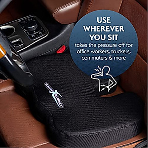 Sky Mat Office Chair Cushion - 17.9 x 14 x 2.75 Seat Pillow for Back Discomfort w/ Gel Foam Pad, Mesh Cover, Handle and Portable Bag - Machine Washable Pressure Relief Cushions