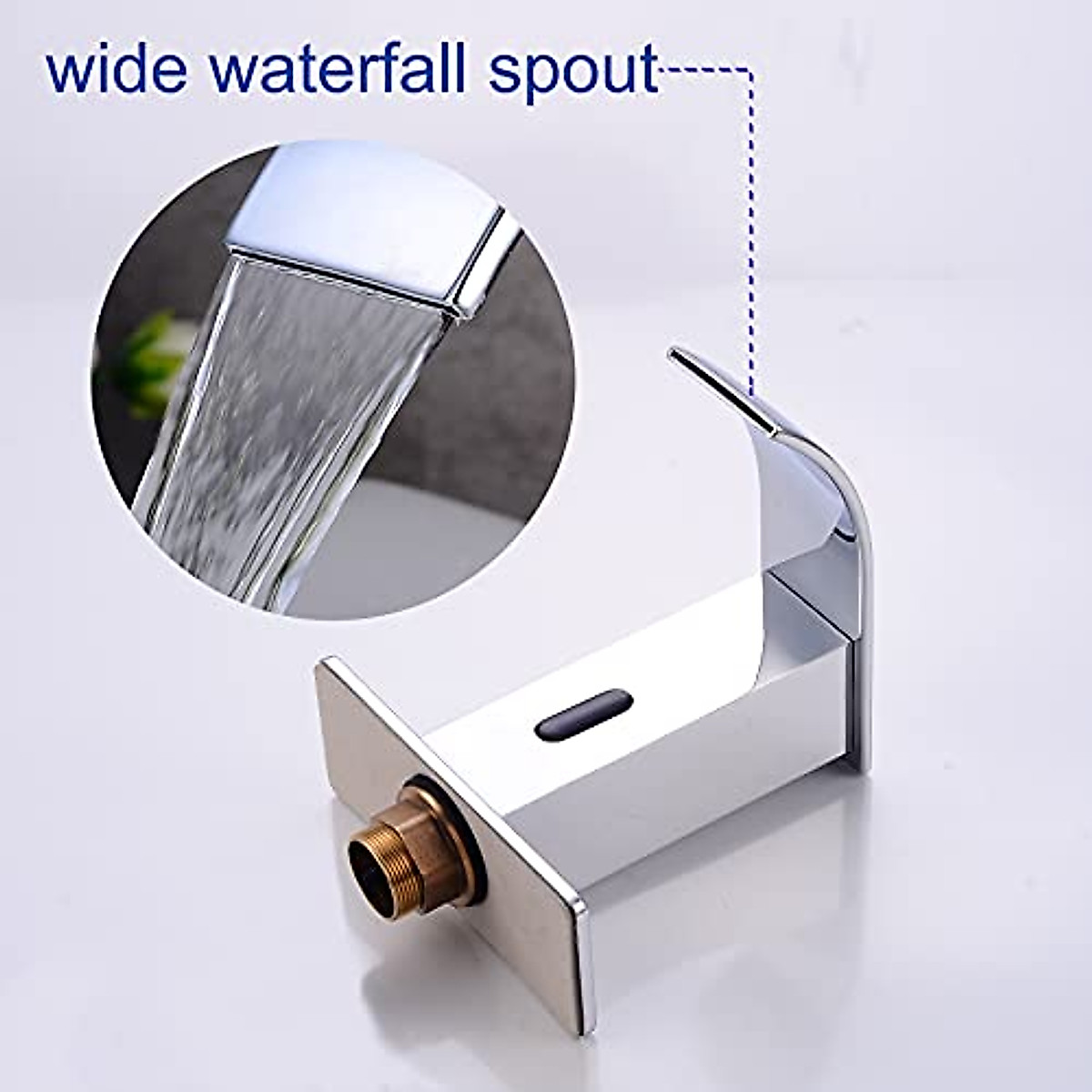 Gangang Touchless Bathroom Sink Faucet Motion Sensor Hands Free Automatic Commercial Vanity Water Faucets with Temperature Control Hot & Cold Mixing Valve Chrome
