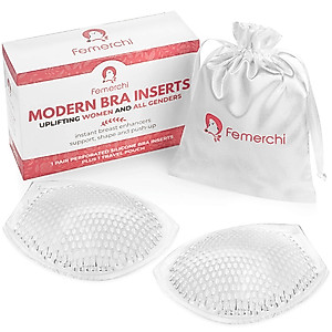 Femerchi Silicone Bra Inserts Pads for Sizes A-D – Breathable, Nonslip Breast Enhancers Inserts – Reusable, Washable Bra Pads Inserts Push Up – Semi-Adhesive Design for Bra, Bikini, Sports Bra
