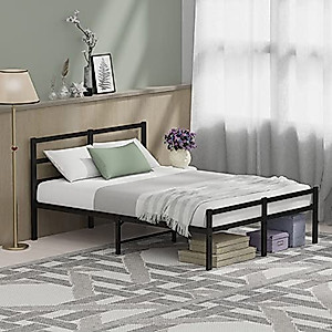 Musen Queen Bed Frame with Headboard and Footboard, 14 Inch Platform with Storage, Heavy Duty Steel Metal Bed Frame No Box Spring Needed, Noise Free, Anti-Slip, Easy Assembly (Max Load: 1200lb)