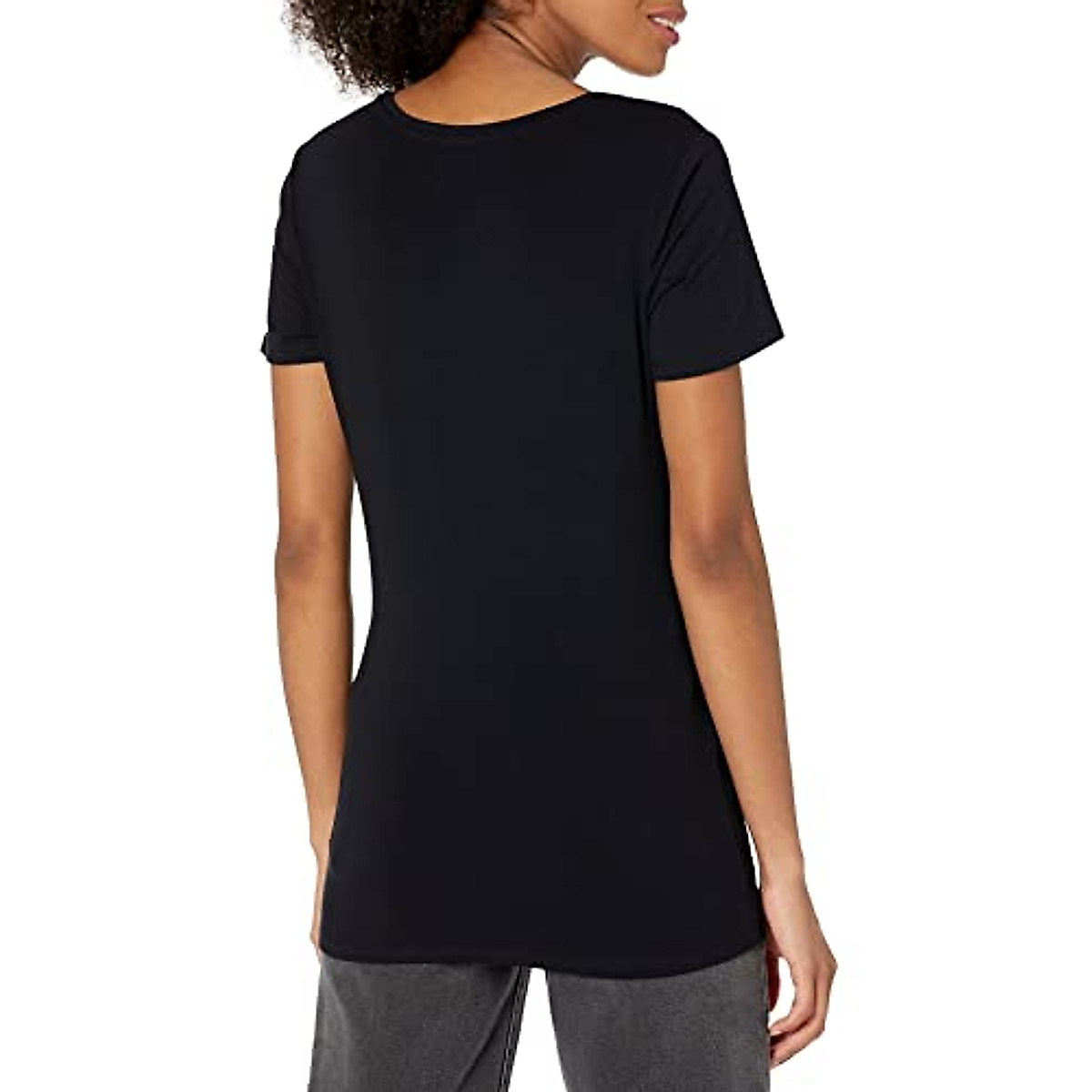 Amazon Essentials Women's Classic-Fit Short-Sleeve Crewneck T-Shirt, Pack of 2, Black/White, Small