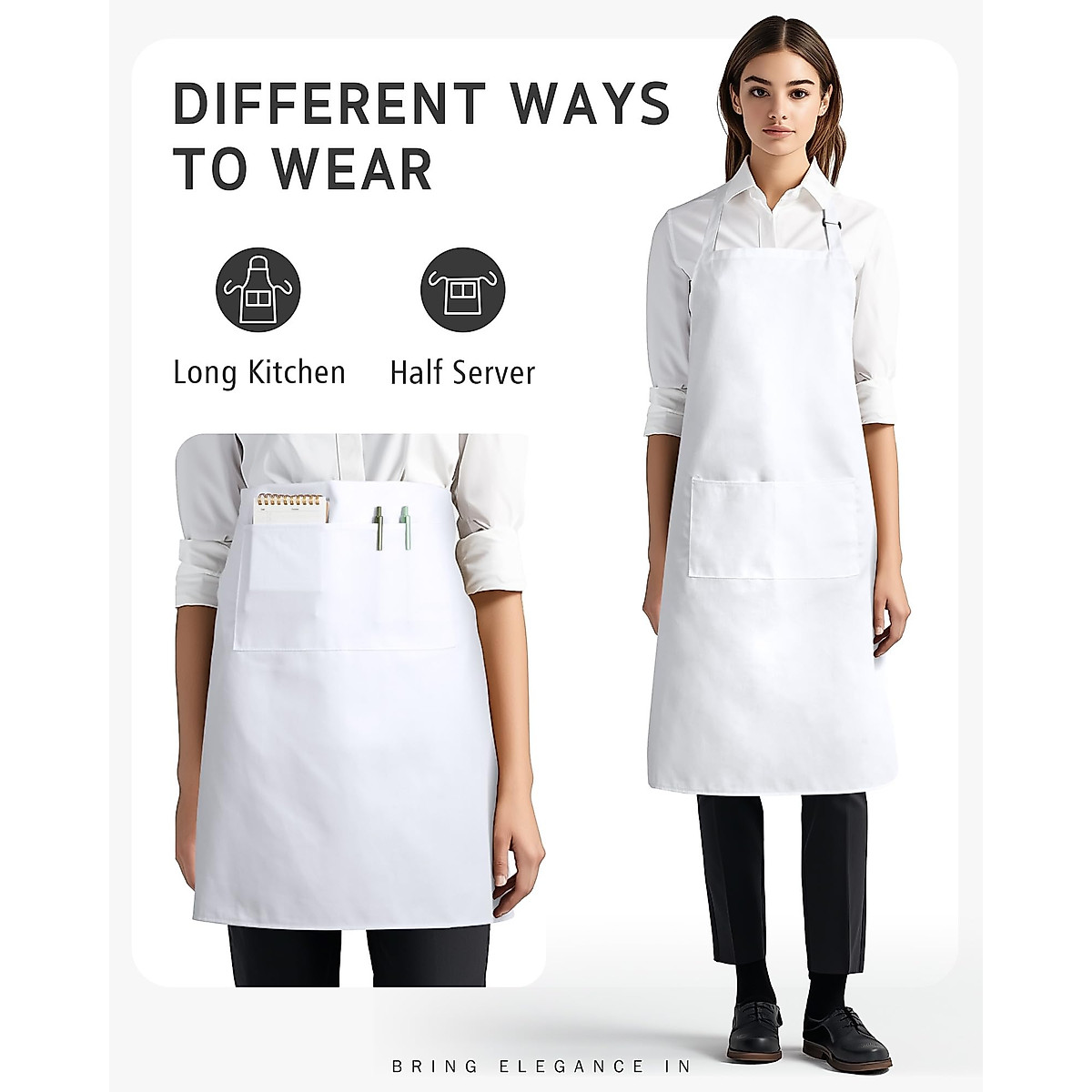 Syntus Chef Apron for Men Women Kitchen Cooking Apron with Pockets, Adjustable Bib Aprons Stain Resistant, 1 Pack White