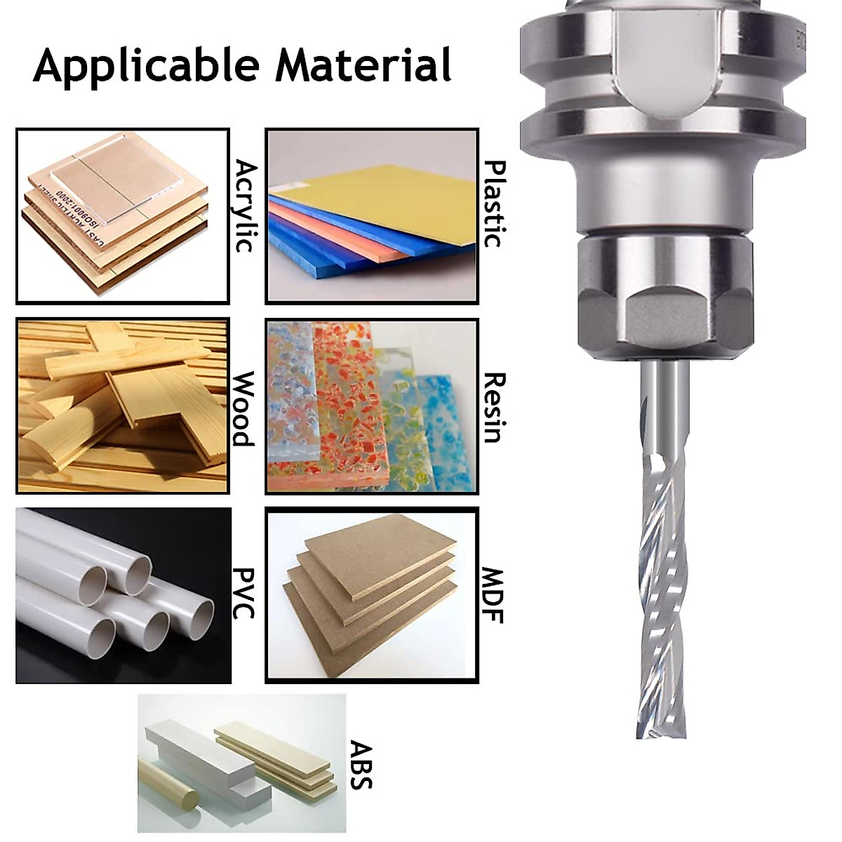 Hozly Downcut Bit 1/8" Shank Down Cut Spiral CNC Router Bits End Mill Tungsten Carbide Milling Cutter Set 5 Pack