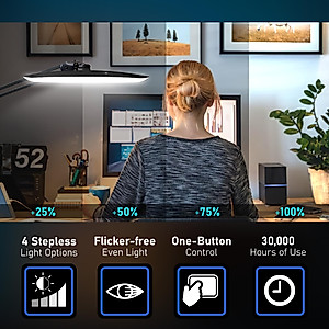 LED Desk Lamp with Clamp - DAEV – 2,200 Lumen 20" CCT Swing Arm Desk Light- 182 LEDs Adjustable from 300K to 6500K – Task, and Work Lamp for Nail Techs, Hobbyists, Artists, and Crafters, Black