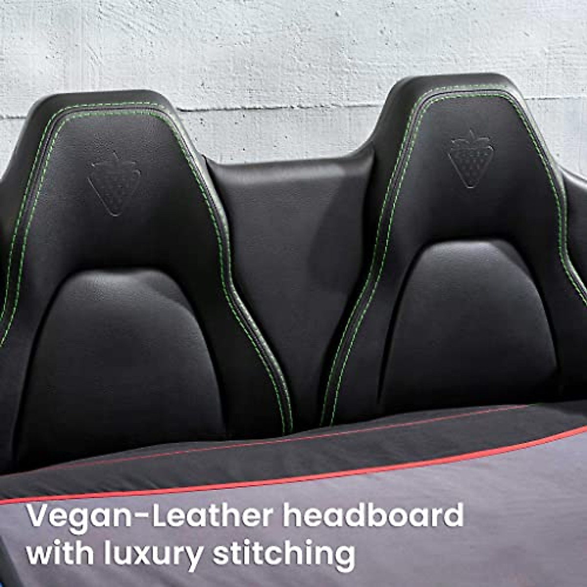 Cilek GTS EV Twin Race Car Bed, Remote Control, LED Lights, EV Sound FX, Vegan Leather Interior, License Plate, Red