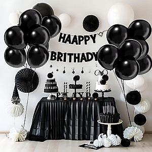 OuMuaMua 50 Pcs Black Balloons, Black Party Decorations 12 Inch Black Latex Balloons for Balloon Garland Arch, Halloween Birthday Baby Shower Wedding Graduation Party Decorations Favors