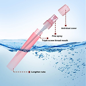 20 Pieces Plastic Frosted Spray Bottle, 10 ml/ 0.34 oz Fine Mist Spray Bottles Colorful Empty Refillable Perfume Bottles Portable Spray Bottle Container for Essential Oils, Travel, Perfume