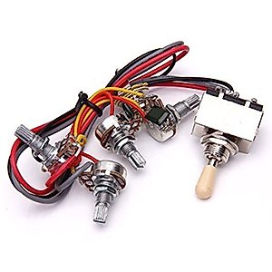 Electric Guitar Wiring Harness Kit Replacement for LP, 2T2V 3 Way Toggle Switch 500K Pots&Jack for Dual Humbucker Gibson Les Pual Style Guitar, Cream Tip