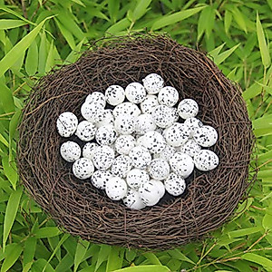 MAGICLULU 1 Set Artificial Birds Nest Handmade Easter Rattan Nest with Easter Eggs Country Style Simulation Twig Bird Nest