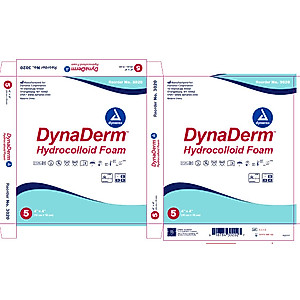 Dynarex DynaDerm Hydrocolloid Dressings, Sterile Moist Bandages Used for All Kinds of Wounds, 4" x 4", Foam & Latex-Free, Peel-Down Patches - 1 Box of 5 Dressings