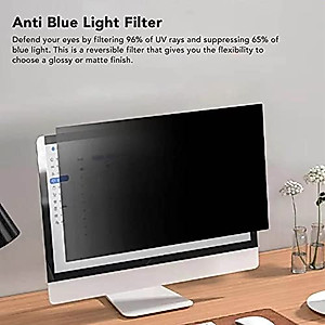 DAUERHAFT 21.5in Computer Screen Filter, Removable 16:9 Aspect Ratio Widescreen Laptop Monitor, Eye Protection Anti Glare Blue Light Slide Mount Tabs Cover Screen Protector for Work Spaces