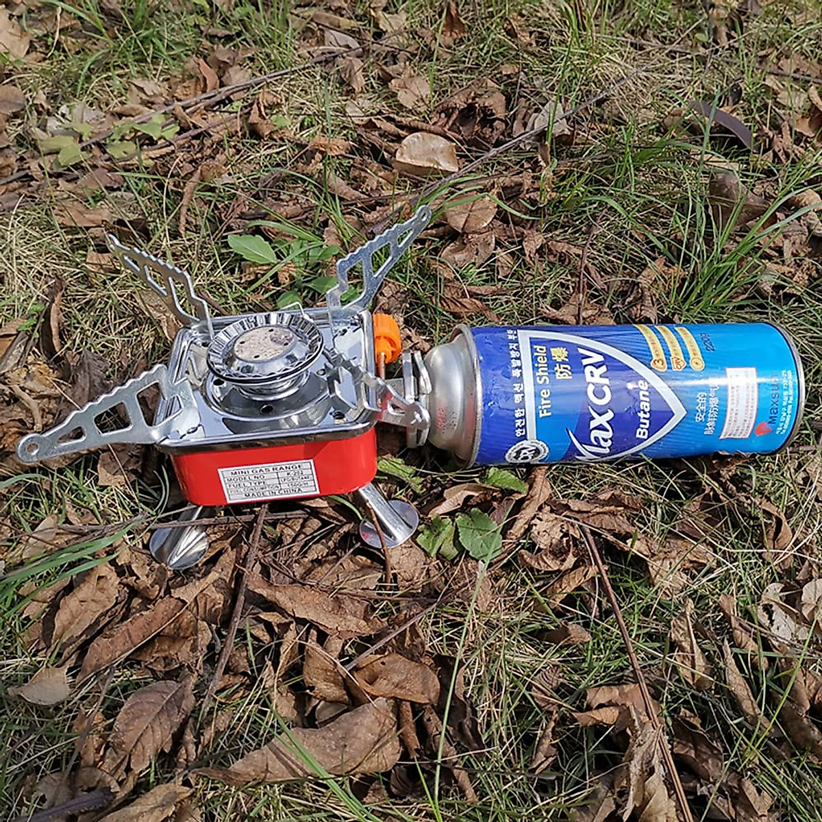 AIROKA Lightweight Square 2800W Gas Furnace Portable Camping Stove with Piezo Ignition Folding Windproof Backpacking Stove Strong Firepower Burner for Outdoor Hiking Cooking