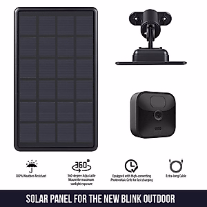 Wasserstein Solar Panel Compatible with Blink Outdoor & Blink XT2/XT - Additional 64GB USB Flash Drive Included (Blink Camera NOT Included)