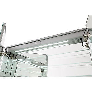 AQUADOM Royale Plus LED Medicine Cabinet with Three Mirrored Doors Defogger, Dimmer, Adjustable Shelves, Electrical Outlets, Soft Close Hinges, Magnifying Mirror (36W x 30H x 5D)