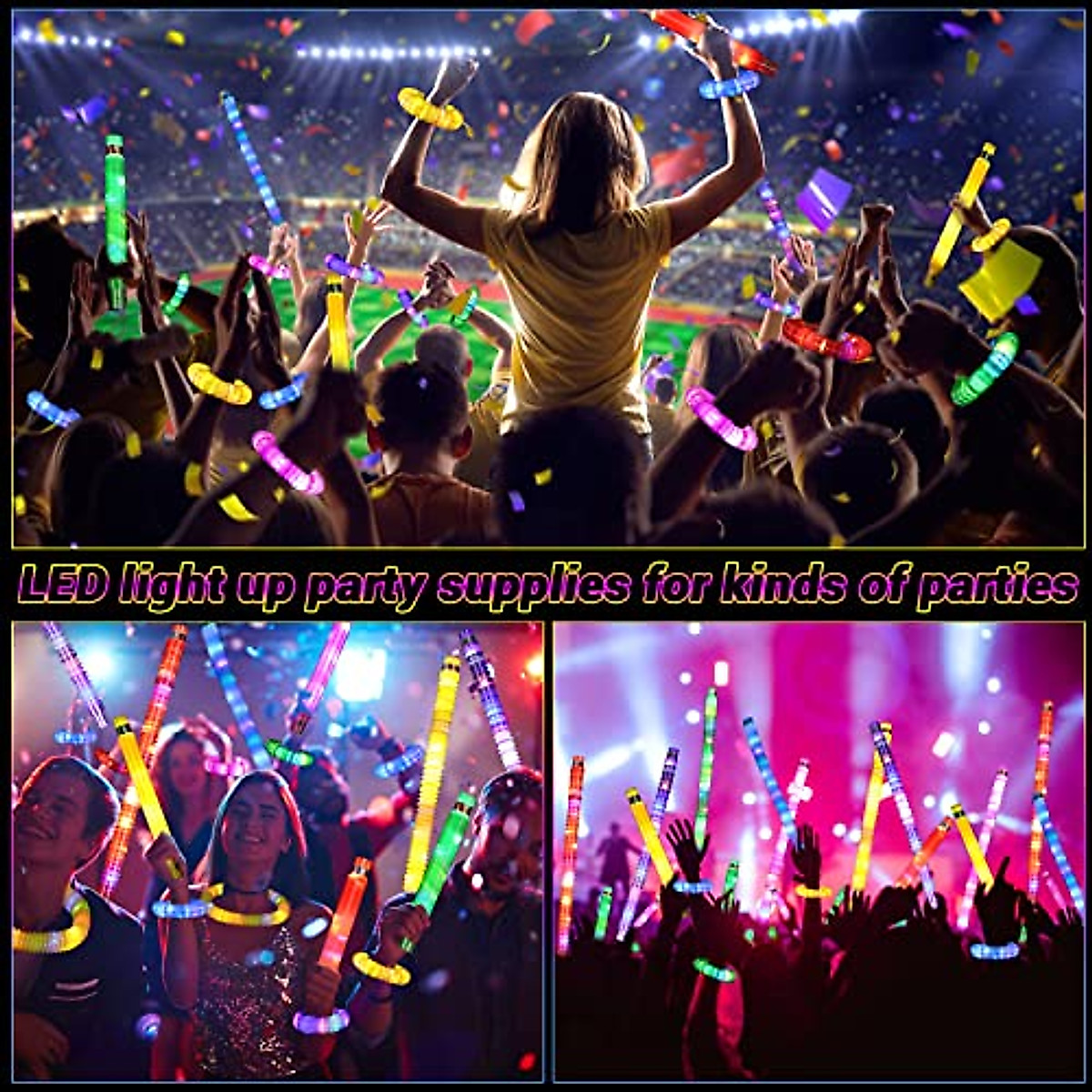 Vheex 12 Pack Glow Sticks Party Favors for Kids 8-12 4-8 Goodie Bags Stuffers Kids Birthday Party Favors Light Up Pop Fidget Tubes Sensory Toys Glow in the Dark Stick Party Supplies Easter Gifts Toys