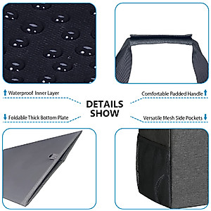 LHZK Standing Extra Large Utility Tote Bag with Metal Wire Frame and the Sides Rinforced, Extra Large Tote Bag with Handle, Reusable Grocery Bags Foldable, Beach Bag, Car Tote (Grey)