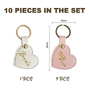 GroomBrideGifts Bridesmaid Gifts Bachelorette Party Favors Decorations For Women 10 Pcs Team Bride Keychains.（Light Pink）