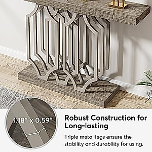 Tribesigns 55 Inches Console Table, Farmhouse Entryway Hallway Table with Geometric Metal Legs, Retro Vintage Foyer Table Accent Table for Entrance, Living Room