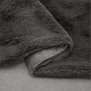 UGG 16802 Euphoria Plush Faux Fur Reversible Throw Blanket for Luxury Hotel Style Couch or Bed Blankets Cozy Machine Washable Luxurious Fuzzy Fluffy Sofa Throws, 70 x 50-Inch, Charcoal