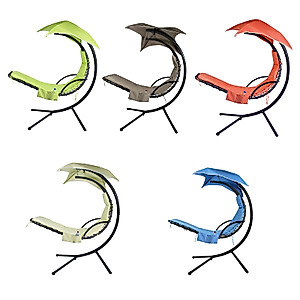 MICTONY Outdoor Hanging Lounge Chair Replacement Cushion Cover and Umbrella Fabric, Made for Patio Curved Chaise Hammock Floating Swing Chair Pads, Waterproof Soft Fabric, White or Canary Yellow