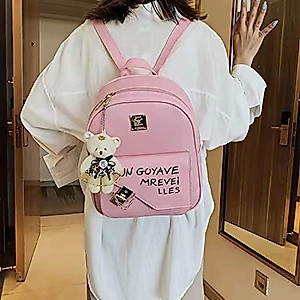 Nvnbm Women backpack purse women mini backpack 3 piece set cute small backpack girl school bag (pink) Small Size