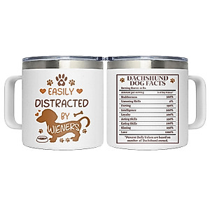 WWHSAI Dachshund Gifts - Easily Distracted by Wieners Dogs Dachshund Coffee Cups 14 Oz - Dachshunds Gifts For Women - Birthday Gift For Dackel Owners - Mothers Days Gift for Dachshunds Dog Mom Lovers