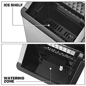 mollie Ice Machine Maker Countertop, 32 Ice Square Cubes Ready in 20 Mins, 33lbs/24 hrs, Self-Cleaning Ice Machine, 2 Size Ice Cubes for Kitchen Office Bar Party, 2.5L Water Tank