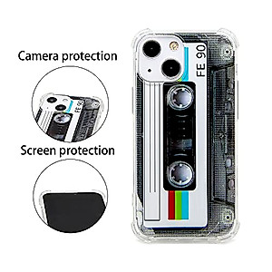 FAteamll Case for iPhone 13 Mini, Matte Finish Heavy Duty Soft Back Cover with Reinforced Corners TPU Soft Bumper Retro Cassette Tape Case Compatible with iPhone 13 Mini 5.4 Inch