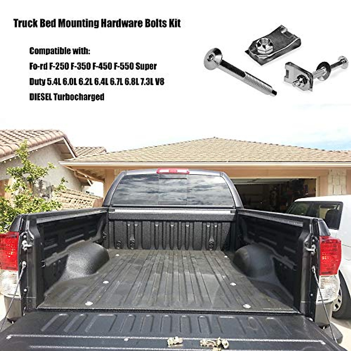 Truck Bed Mounting Hardware Kit Compatible with Ford F250 F350 F450 F550 Super Duty Truck 1999-2016 Replaces 924-311, W706640-S900, W706641-S900, W708770S436 (Including 8 Bolts, Captured Nut, Washers)