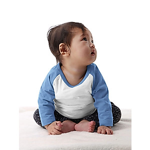 Hat and Beyond Infant Raglan 3/4 Sleeves Baseball Tee (24M, (Baby) 5bh03_White/Carolina_Blue)