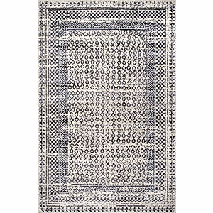 nuLOOM Elodie Distressed Diamonds Area Rug, 4' x 6', Light Grey