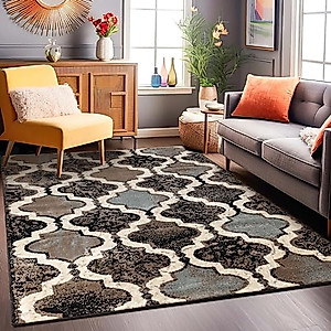 Superior Indoor Small Area Rug, Jute Backed, Perfect for Living/Dining Room, Bedroom, Office, Kitchen, Entryway, Modern Geometric Trellis Floor Decor, Viking Collection, 3' x 5', Chocolate