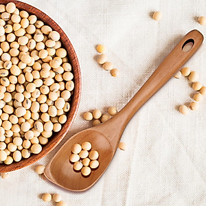 Large Wooden Cooking Spoon Mixing Serving Spoon Best Oak Wood Spoons for Cooking Spatula Non Toxic Kitchen Utensil 12.5 Inch Long Handle Spoon Big Stirring Corner Spoons