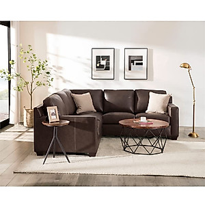 Nice Link Home Furnishings Lauren Leather Two Piece Dark Brown Colored Sectional
