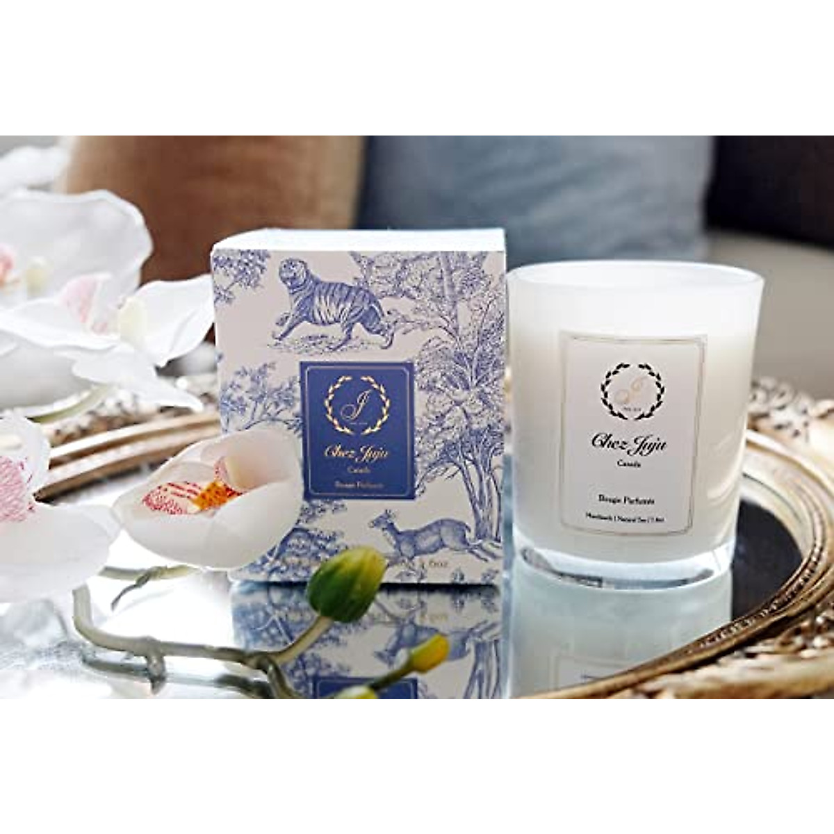 Chez Juju Natural Soy Wax Candle | Wild Bluebell & Musk | Luxurious Scented Candle Fragrance Aromatherapy | Clean Burning | Handcrafted | Plant-Based Vegan Eco Friendly | Pure Fine Essential Oils