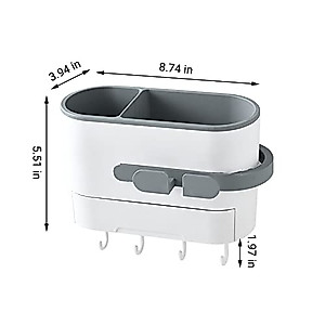 NBHC Bathroom Storage Organizer, Hair Dryer Holder Wall Mount and Towel Toothbrush Toothpaste Perfume Comb Blow Dryer Holder Organizer Storage, Detachable Durable Hanging Shelf Rack Stand (Gray)