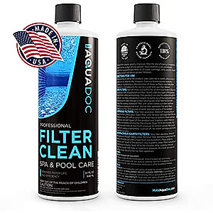 Hot Tub Filter Cleaner Soak, Pool Filter Cleaner & Pool Cartridge Cleaner - Spa Filter Cleaner Soak & Spa Filter Cleaning Solution for HotTub Cartridges. Easy to Use Filter Degreaser | AquaDoc 32oz